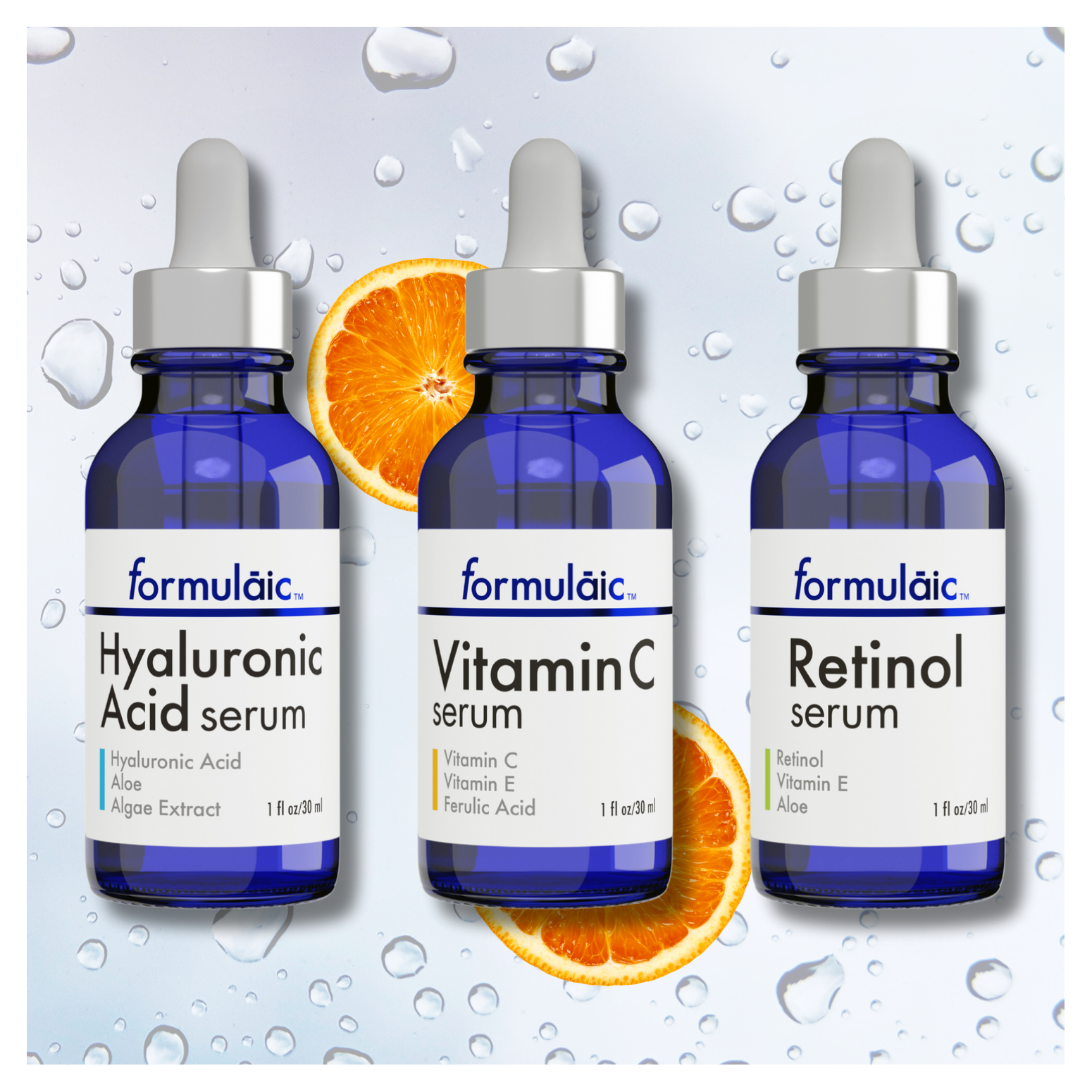 Formulaic Set of 3 Face Serums - Vitamin C, Retinol & Hyaluronic Acid ...